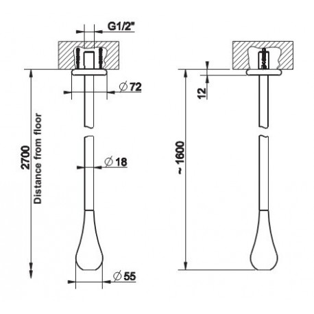 Wylewka ścienna 160cm Gessi Goccia czarny mat, Nr. kat. 33699.299